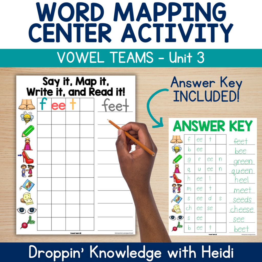 Word Mapping NO PREP Center - Vowel Teams - Droppin Knowledge