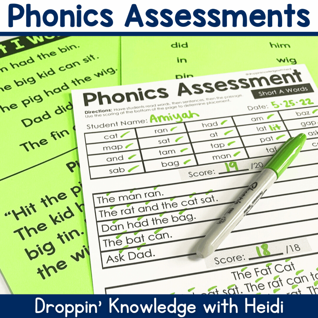 Phonics Assessments - Unit 1 - CVC Words - Droppin Knowledge