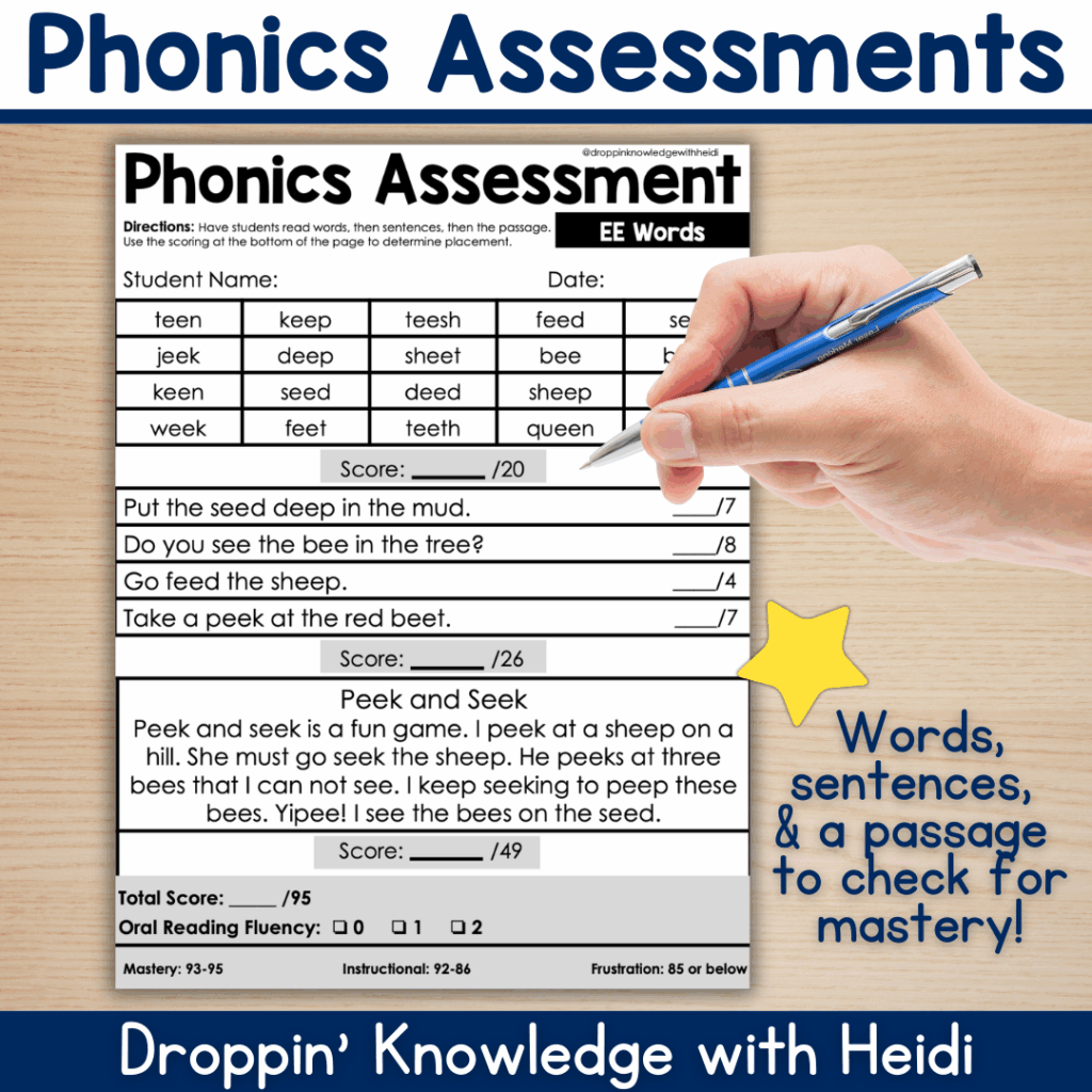 Phonics Skills Mastery Assessments - Unit 3 - Droppin Knowledge