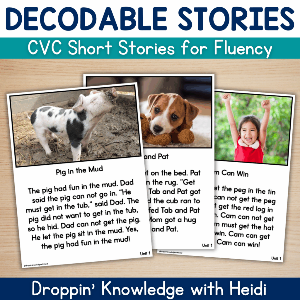 TRUE Decodable Passages - CVC Words - Unit 1 Short Stories - Droppin ...