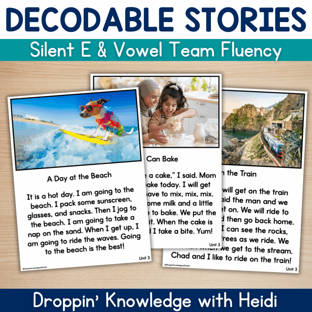 TRUE Decodable Passages - Silent E & Vowel Teams - Unit 3 - Short ...
