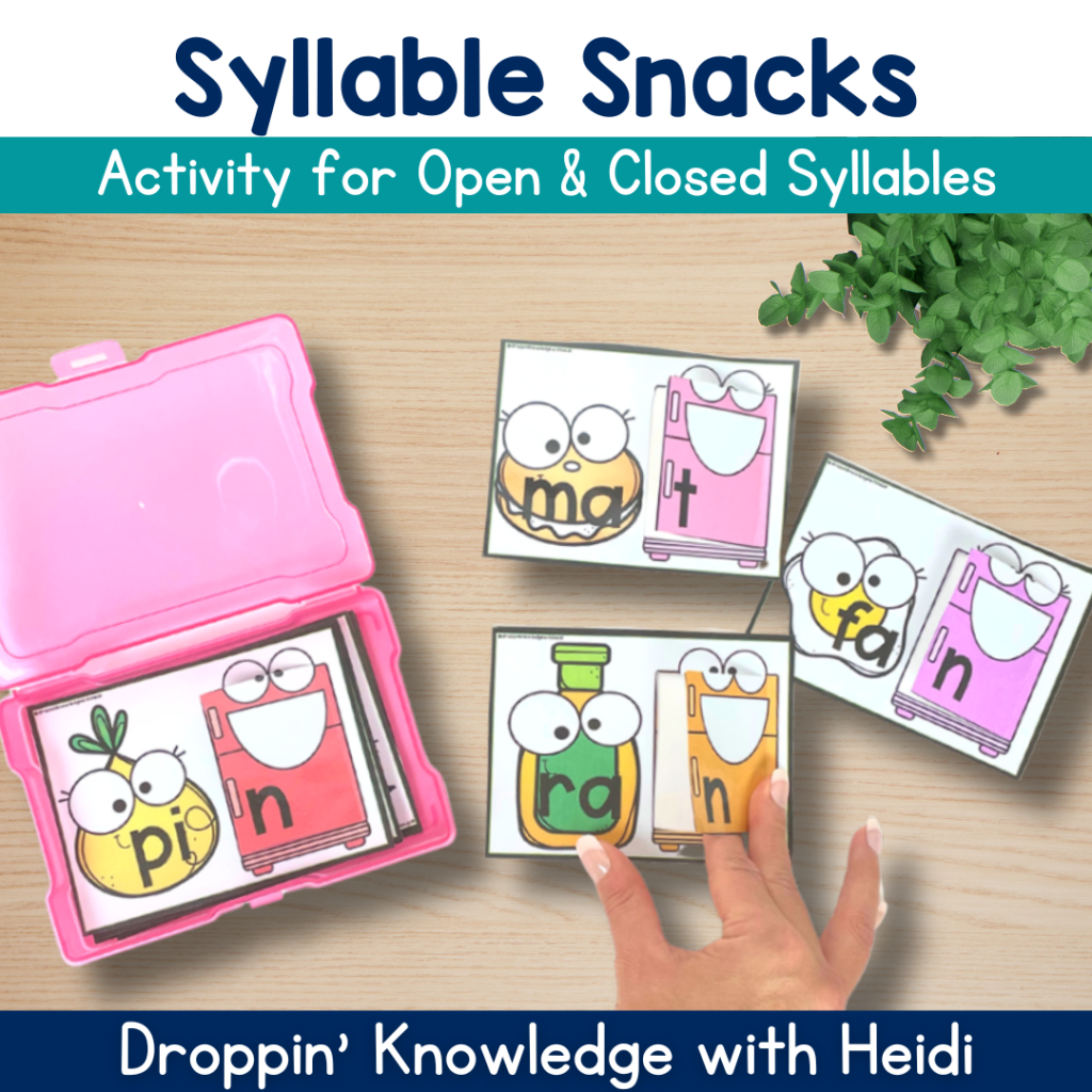 SYLLABLE SNACKS! Open & Closed Syllable PRACTICE Task Cards Centers ...