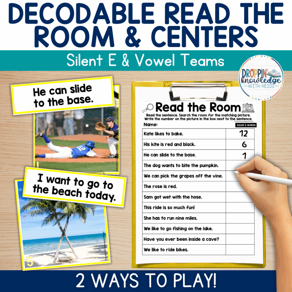 Decodable Read the Room & Centers - Unit 3 CVCE & Vowel Teams - Droppin ...