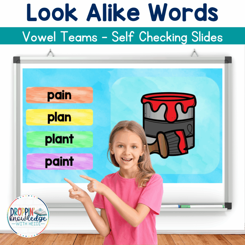 Orthographic Mapping - Look Alike Words Vowel Teams - Self Checking ...