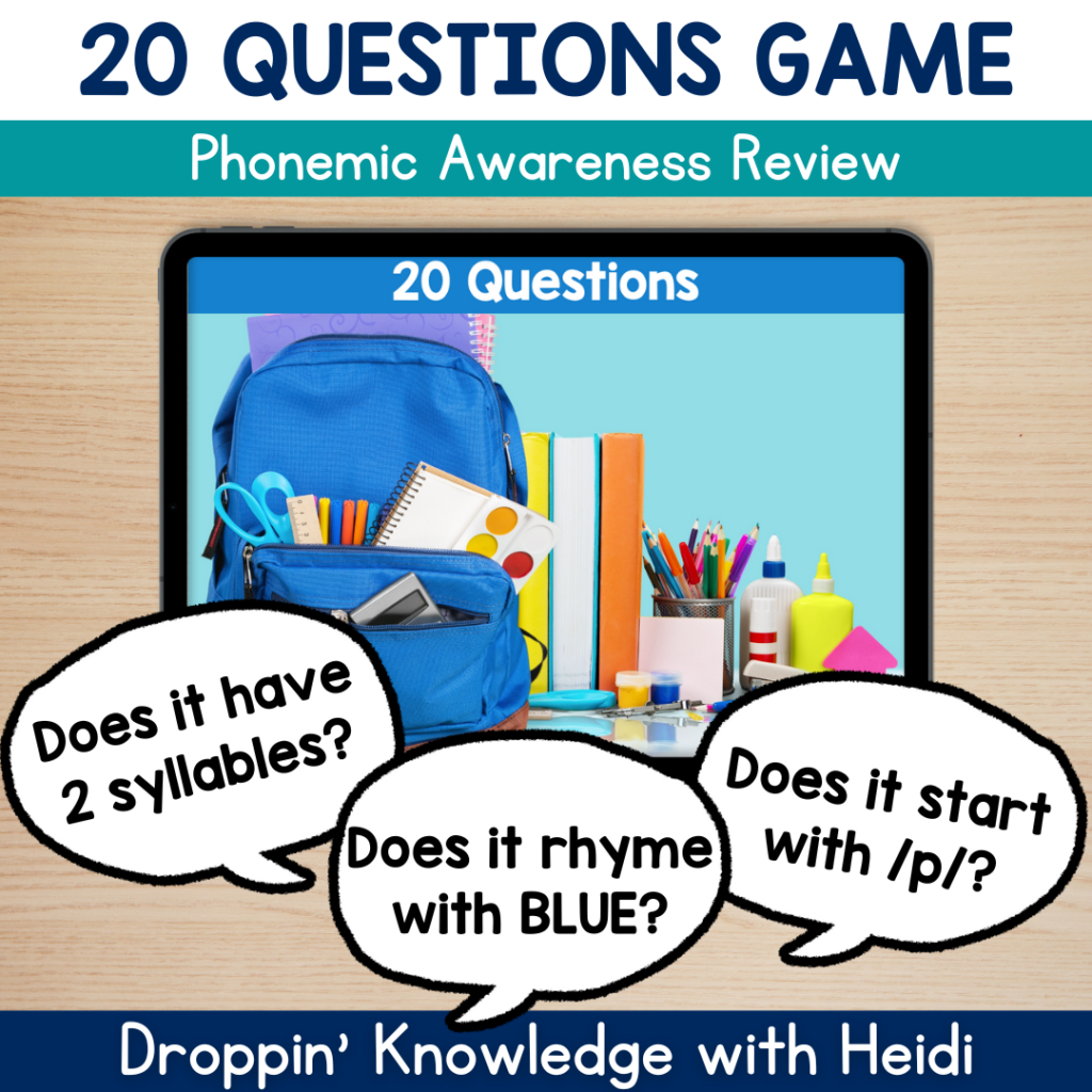 20 Questions for Phonemic Awareness Game - Droppin Knowledge