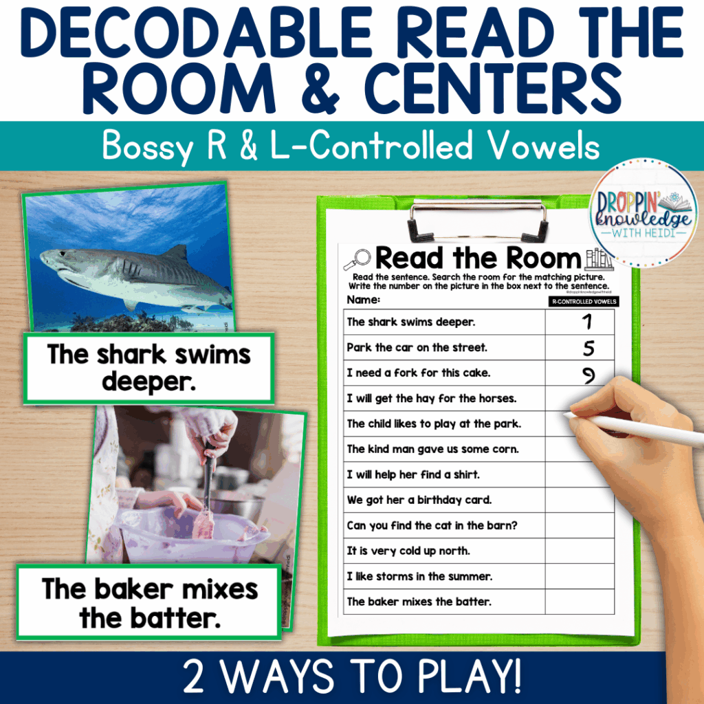 Decodable Read the Room & Centers - Unit 4 L&R Controlled Vowels (Bossy ...