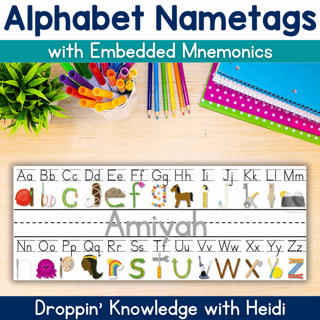Alphabet Name Tags with Embedded Mnemonics - Droppin Knowledge