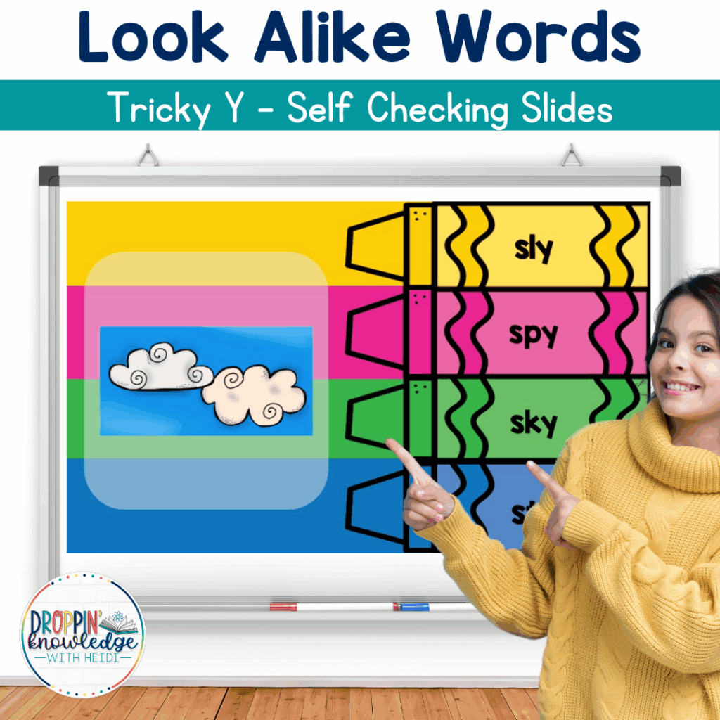 Orthographic Mapping - Look Alike Words Tricky Y - Self Checking Slides ...
