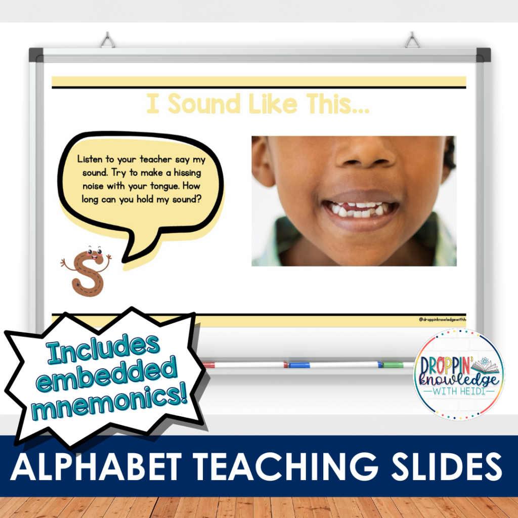 Alphabet Teaching Slides - Includes Embedded Mnemonics - Droppin Knowledge