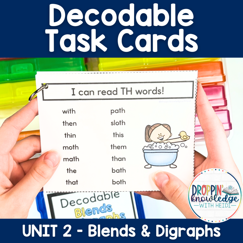 Decodable Task Cards - Blends & Digraphs - Words, Phrases, and ...