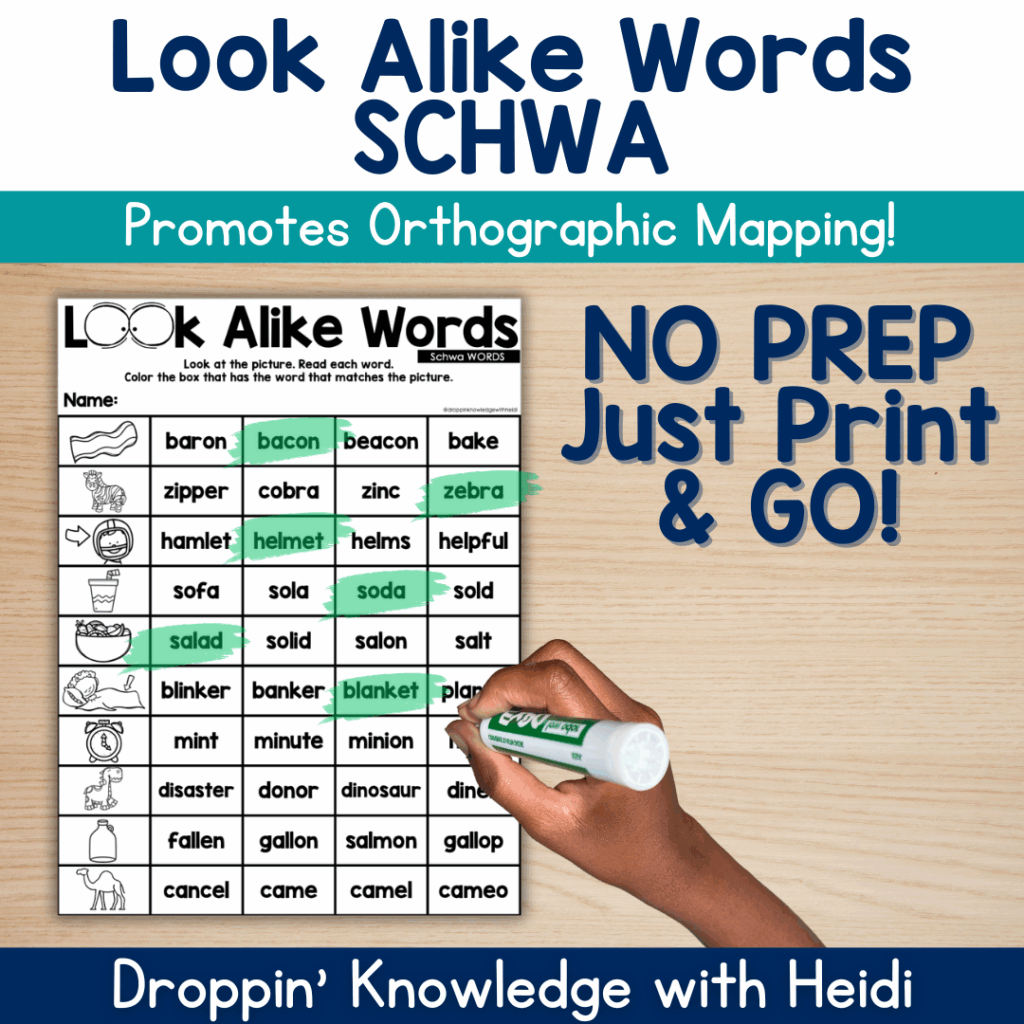 Look Alike Words NO PREP - SCHWA - Orthographic Mapping Phonics ...