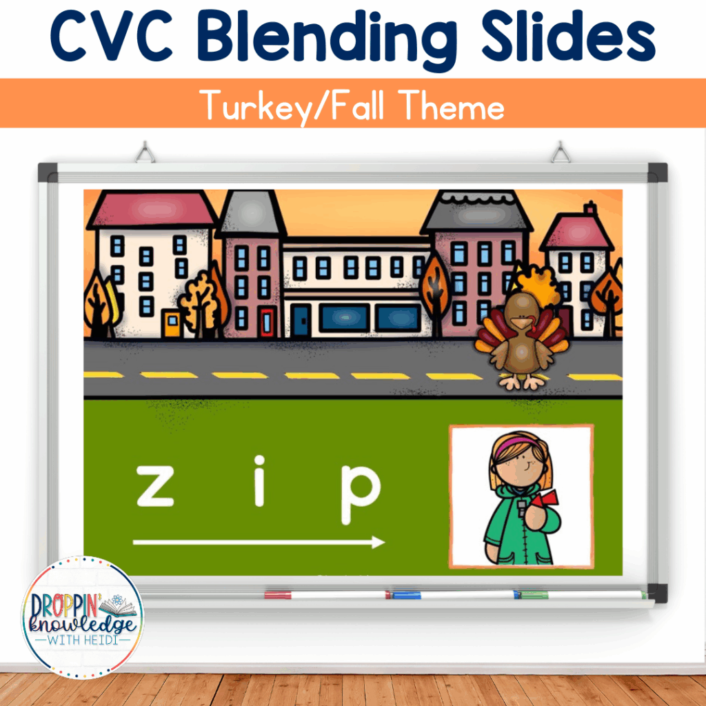 Thanksgiving Phonics CVC Words Blending Slides - Droppin Knowledge