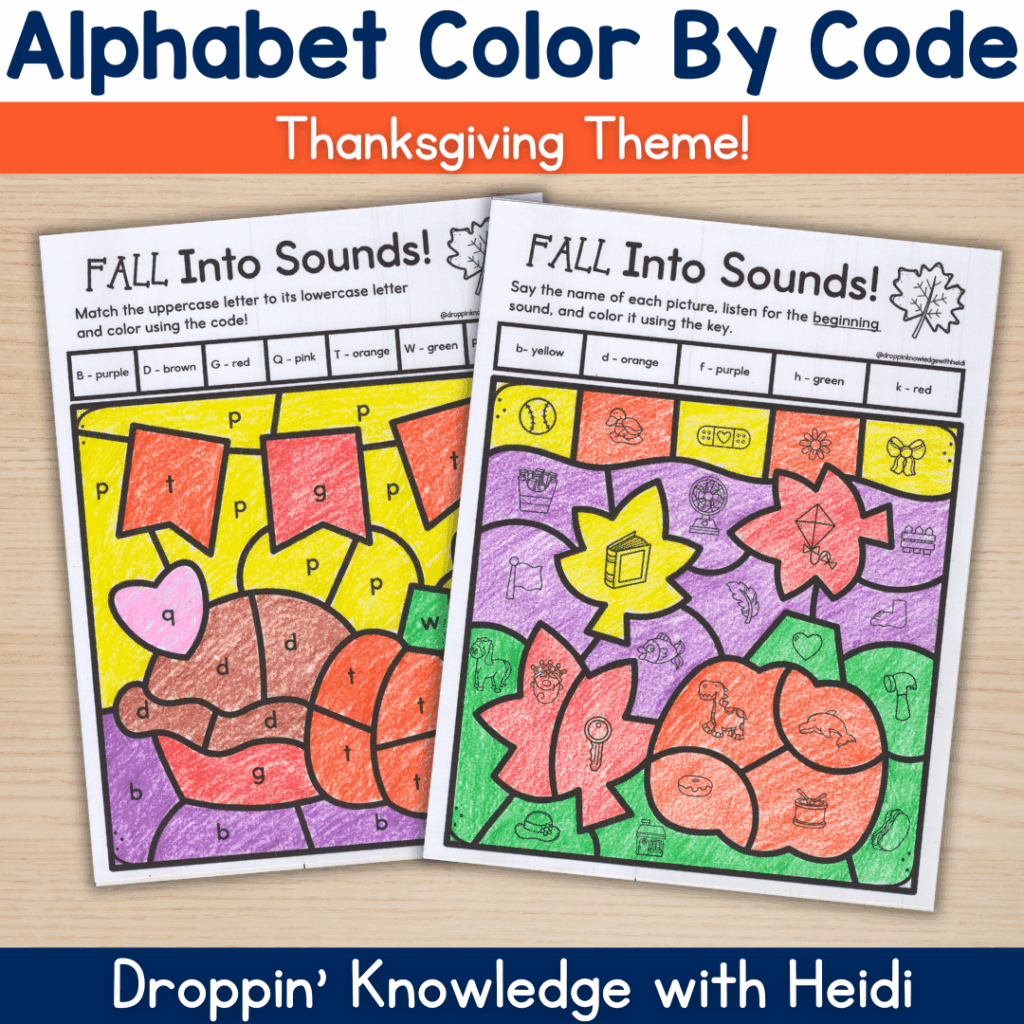 Thanksgiving Phonics Alphabet Color By Code Beginning Sound Uppercase ...