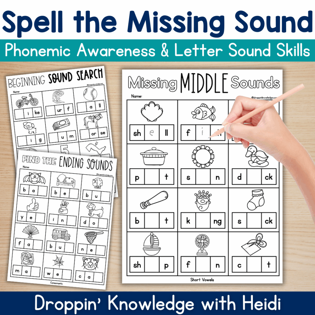 Phonemic Awareness Beginning Middle Ending Sounds Find the Missing ...
