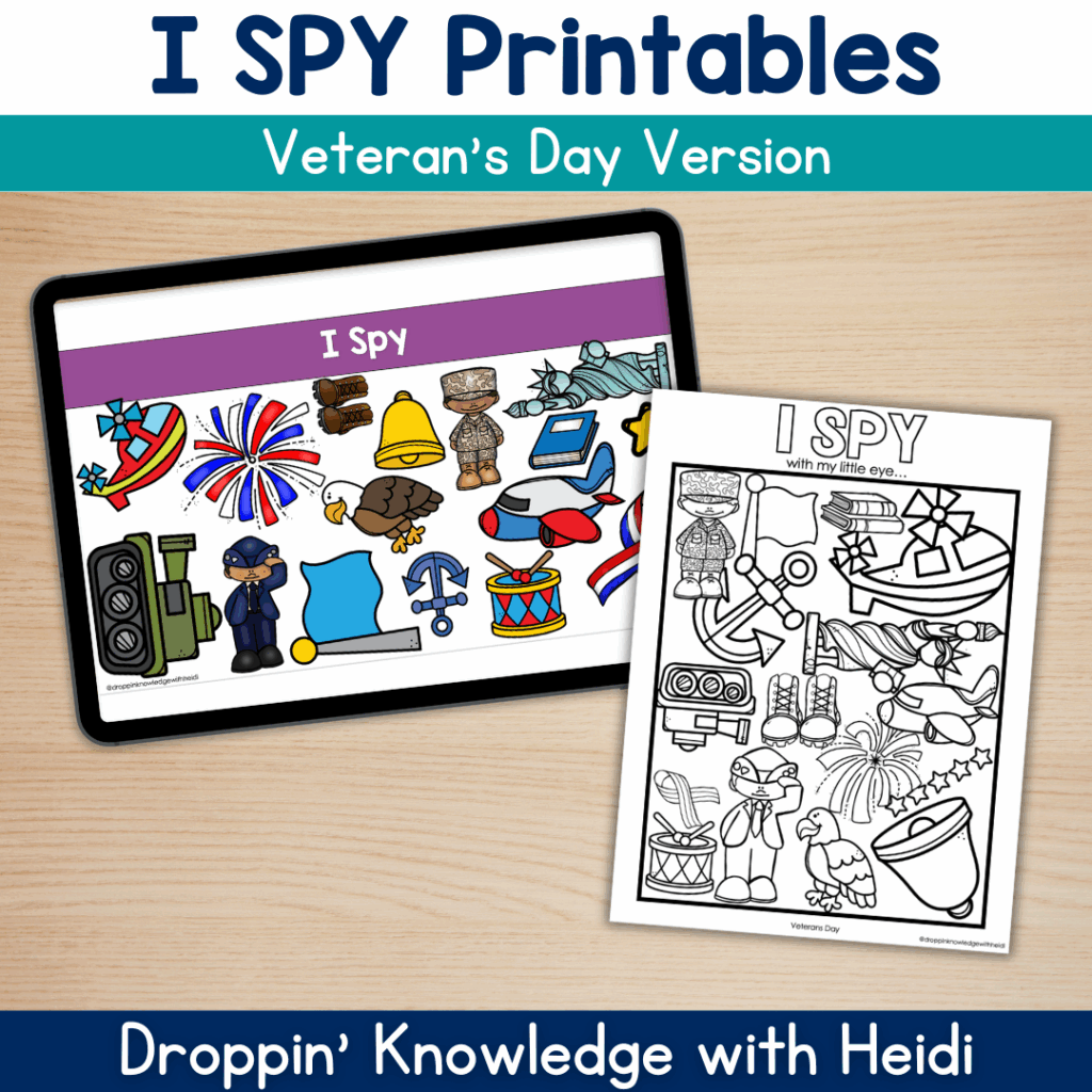 I SPY Game Phonemic Awareness Veteran's Day - Beginning Sounds ...