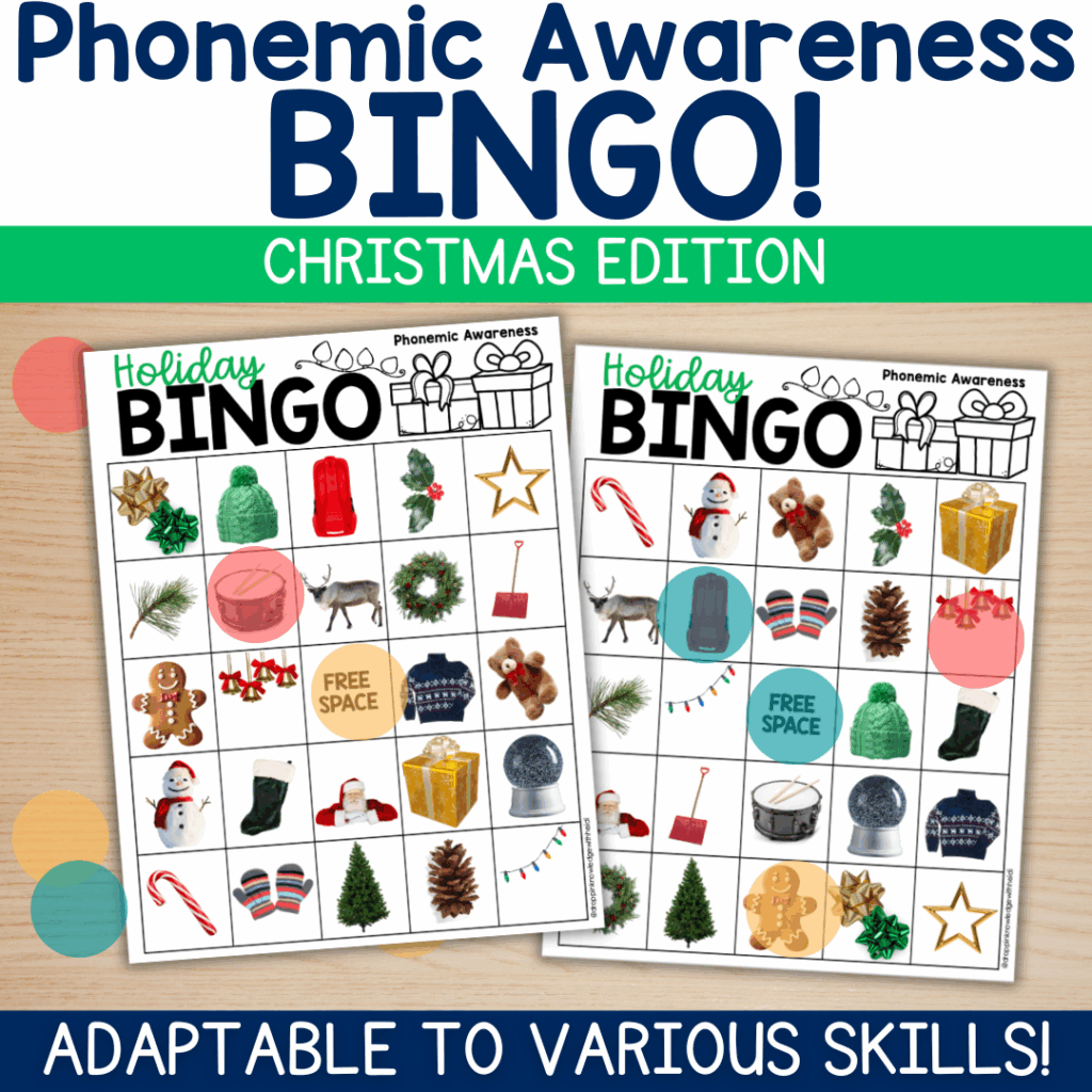 Phonemic Awareness BINGO - Sounds, Rhyming, Syllables - CHRISTMAS ...