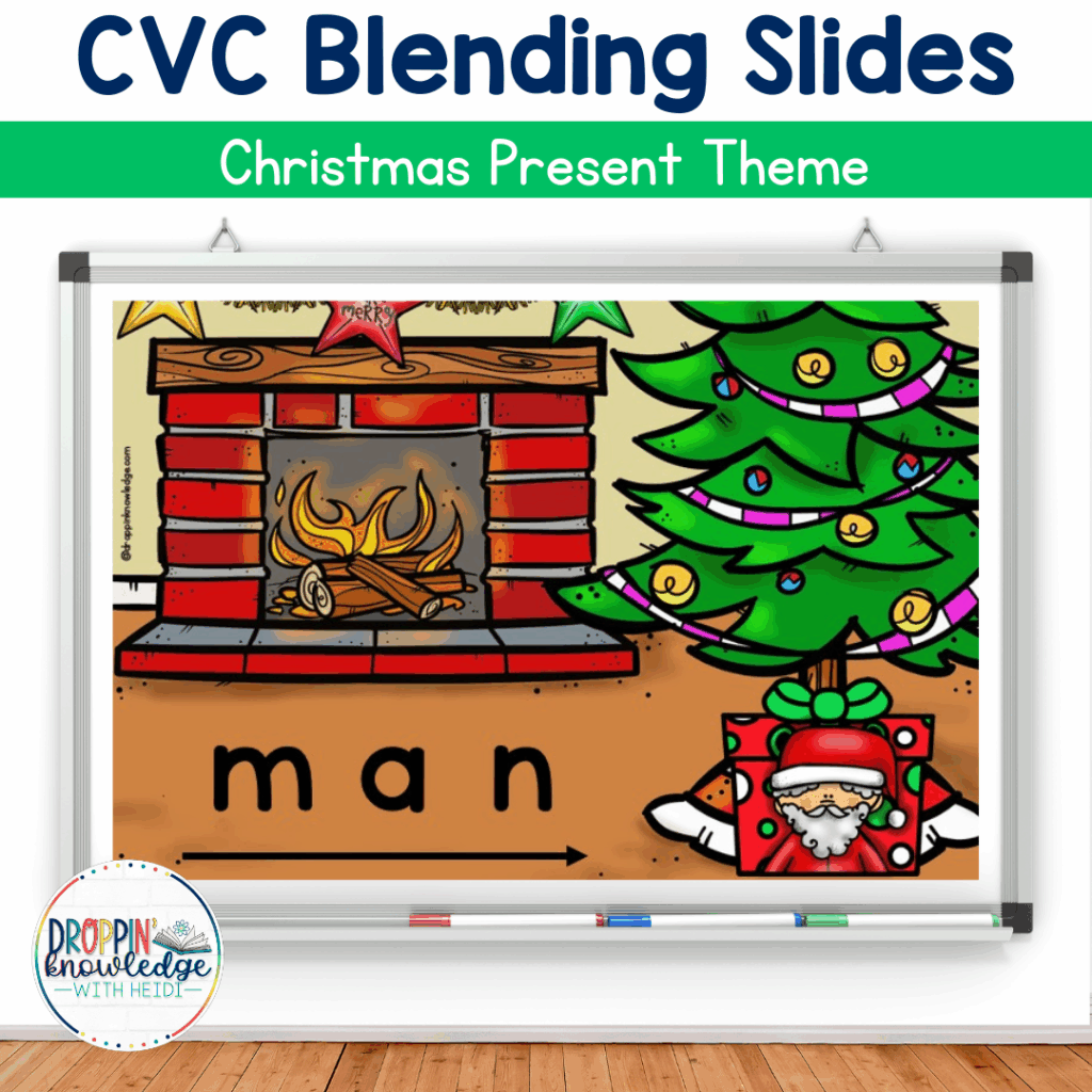 Christmas Phonics CVC Words Blending Slides - Droppin Knowledge