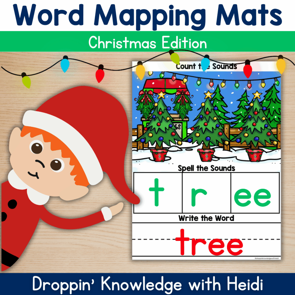 Orthographic Mapping Mats CHRISTMAS (Sound Boxes) Phonics Sight Words ...