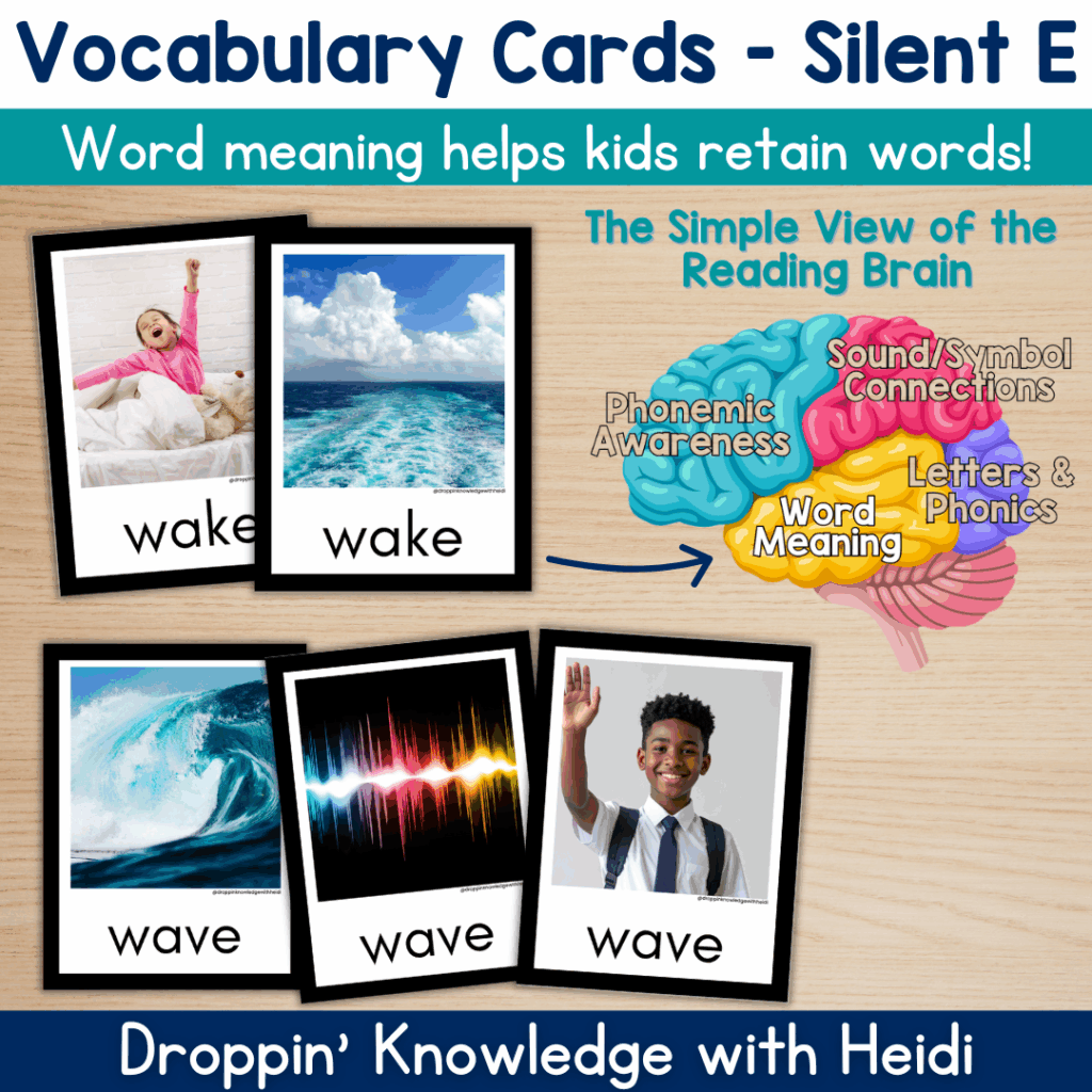 Silent E CVCE Vocabulary Cards Phonics Comprehension Meaning - Droppin ...