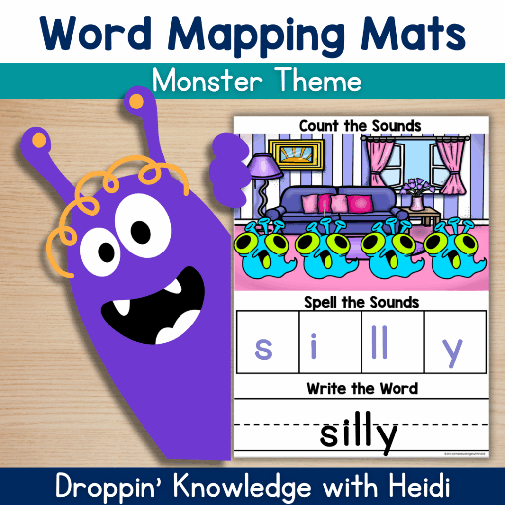 Orthographic Mapping Mats Funny Monster Theme (Sound Boxes) Phonics ...