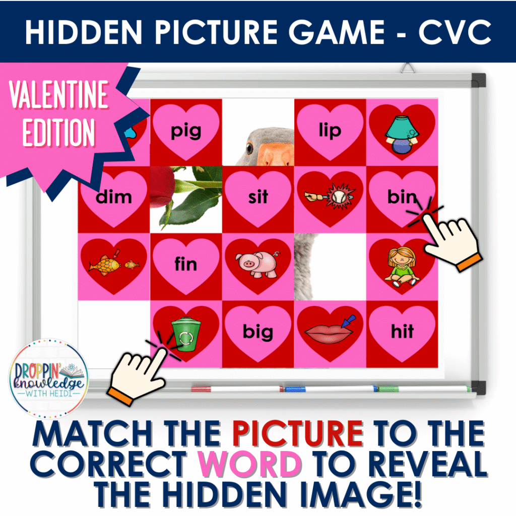 CVC Words Decoding Game! - Phonics Google Slides No Prep Valentine's ...