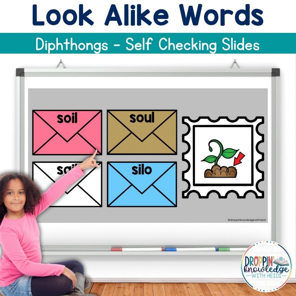 Orthographic Mapping Look Alike Words DIPHTHONGS Self Checking Slides ...