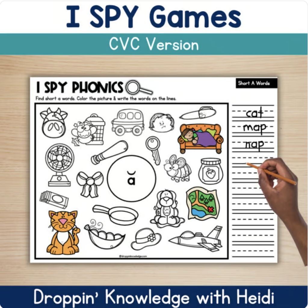 I SPY Phonics CVC Words - Middle Sound Short Vowel Phonics - Droppin ...